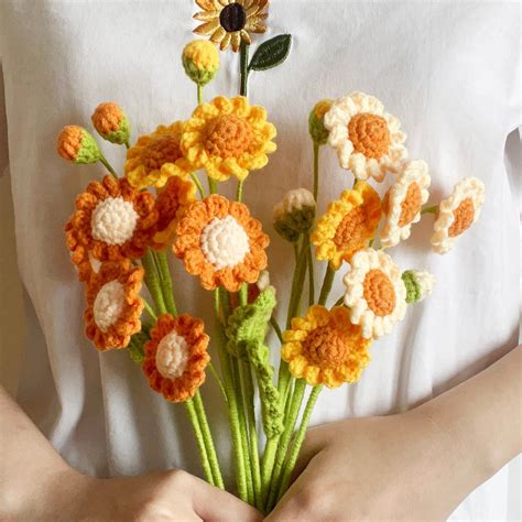 Small Daisy Flower Crochet Pattern Flower Bouquet Diy Crochet Pattern