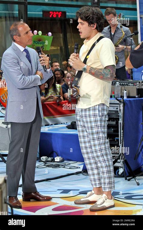 John Mayer Looks Dressed For Summer In A Pale Yellow Shirt And Plaid