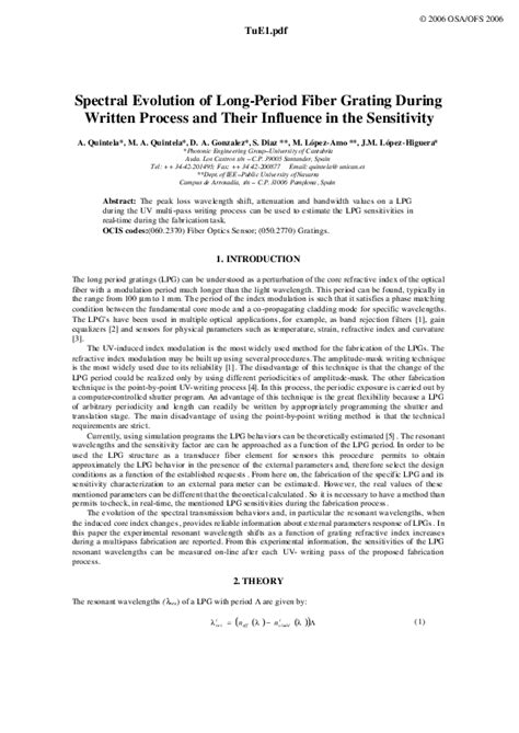 Pdf Spectral Evolution Of Long Period Fiber Grating During Written
