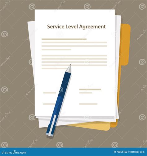 Sla Service Level Agreement Document Pen Paper Stock Vector