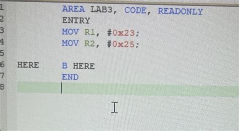solved 2 3 4 5 6 7 b here area lab3 code readonly entry