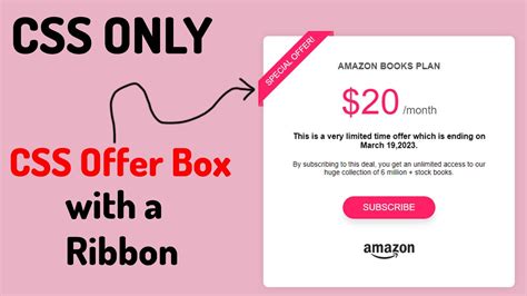 how to make offer box with ribbon using html and css youtube