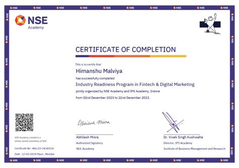 Himanshu Malviya On Linkedin Certificate Nse Fintech