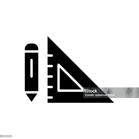 눈금자가 있는 연필 아이콘 그림 글리프 아이콘 스타일입니다 건설과 관련된 아이콘입니다 간단한 벡터 디자인 편집 가능 곡선에 대한 스톡 벡터 아트 및 기타 이미지 Istock