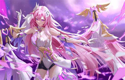 elysia and elysia honkai and 1 more drawn by alin leng bu sheng