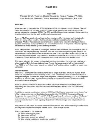 Adsl For Integrated Analyses Phuse Wiki