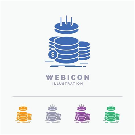 Coins Finance Gold Income Savings 5 Color Glyph Web Icon Template Isolated On White Vector
