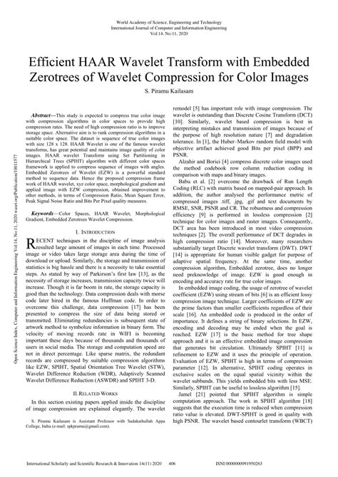 pdf efficient haar wavelet transform with embedded zerotrees of