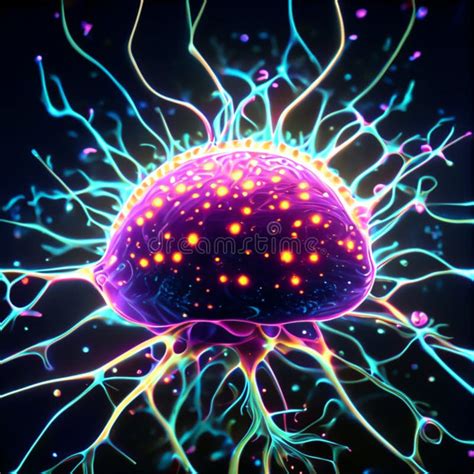 3d Illustration Of A Human Cell In The Form Of A Neuron Ai Generated