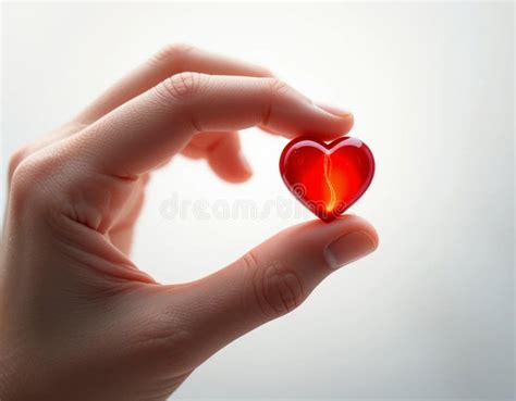 A Hand Holding A Glowing Red Heart Symbol Of Love Care And Passion