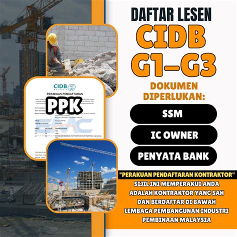 Pelbagai Lesen Lesen Untuk Para Kontraktor Daftar Lesen Cidb G1 G3