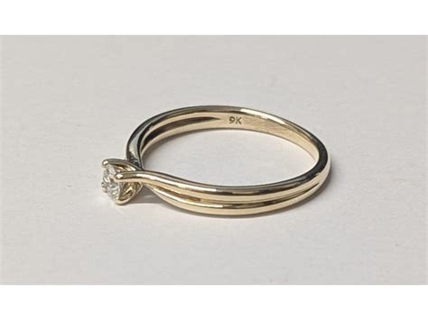 9ct Yellow Gold Diamond Ring Yellow Gold Ring With Stone Size O