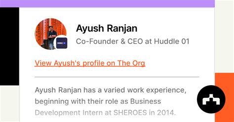 Ayush Ranjan Co Founder And Ceo At Huddle 01 The Org