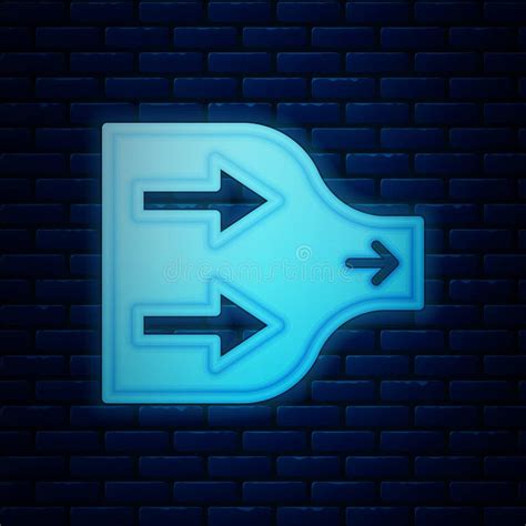Glowing Neon Arrow Icon Isolated On Brick Wall Background Direction Arrowhead Symbol