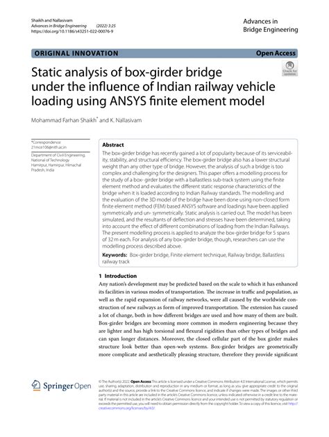 Pdf Static Analysis Of Box Girder Bridge Under The Influence Of Indian Railway Vehicle Loading