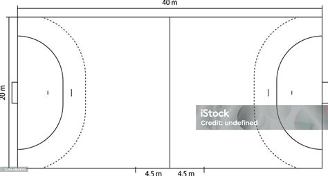 Handball Field Line Style Handball Black Outline Court Pitch And