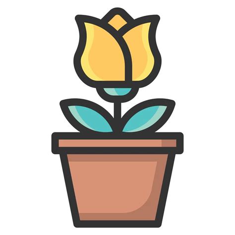 Flower Pot Icon Line Color Vector Illustration 9691016 Vector Art At Vecteezy