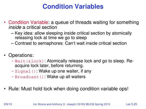 February 6 2013 Ion Stoica Cs162 Operating Systems And Systems Programming Lecture 5 Semaphores