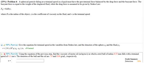 Solved Problem A Spherical Particle Falling At A Chegg