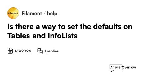 Is There A Way To Set The Defaults On Tables And Infolists Filament