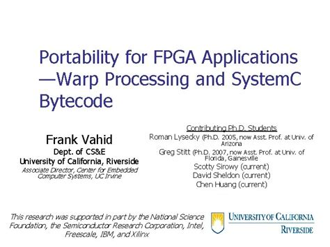 Portability For Fpga Applications Warp Processing And System