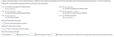 Solved A Study Was Conducted To Determine If Differences In Chegg