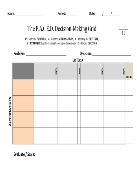 Fillable Online The P A C E D Decision Making Grid Fax Email Print Pdffiller