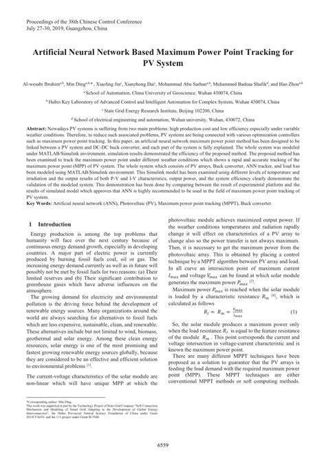 Pdf Artificial Neural Network Based Maximum Power Point Tracking For