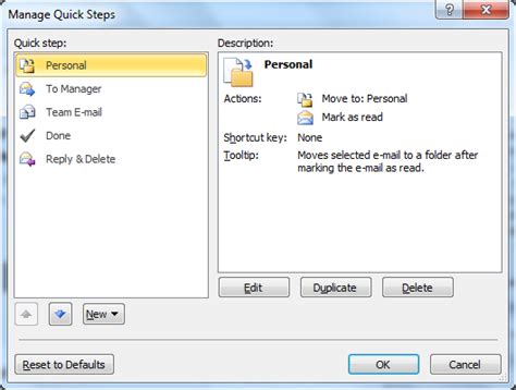 Outlook Manage Quick Steps Codesteps