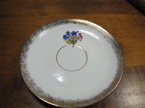Cottier Freres Small Saucer Flower Bouquet Gold Accent Made In