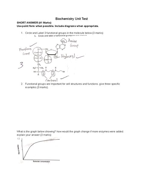 Past Biochem Test Problems Biochemistry Unit Test Short Answer 41 Marks Use Point Form When