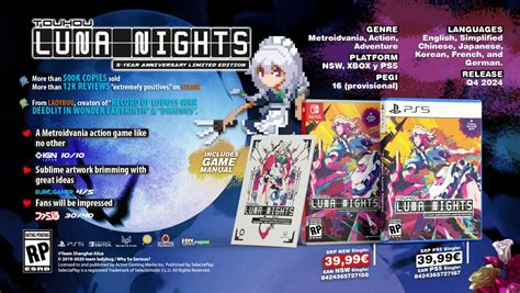 Touhou Luna Nights ‘5 Year Anniversary Physical Editions Announced For