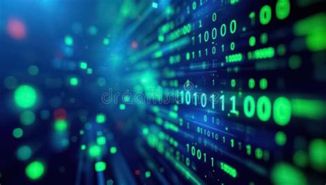 Binary Code Matrix Background Tech Style Green Illuminated Numbers