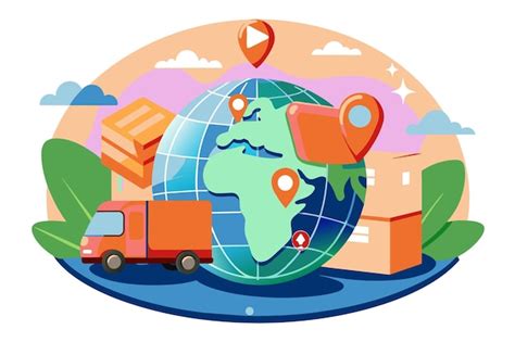 Premium Vector Flat Illustration Of Global Delivery Vector Illustration