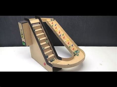 How To Make Marble Run With Escalator Out Of Cardboard Youtube