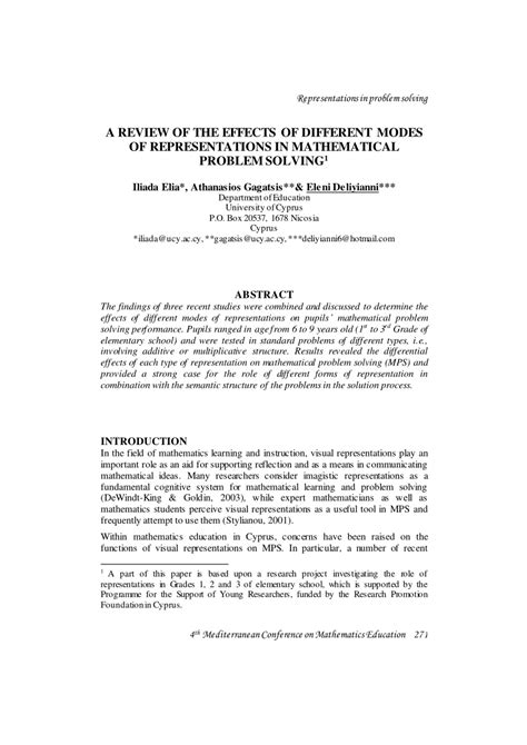 Pdf A Review Of The Effects Of Different Modes Of Representations In