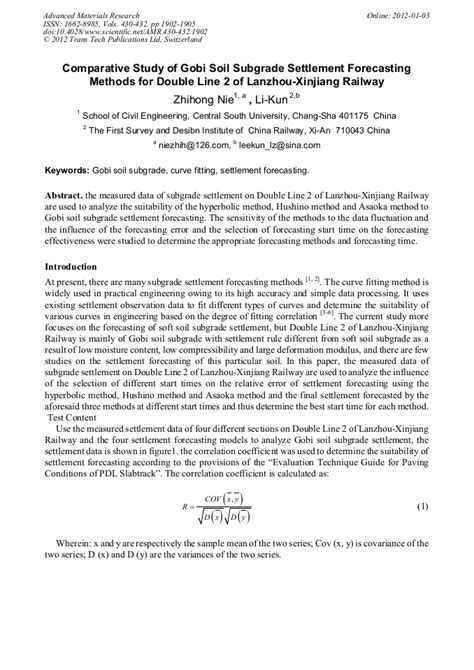 Comparative Study Of Gobi Soil Subgrade Settlement Forecasting Methods