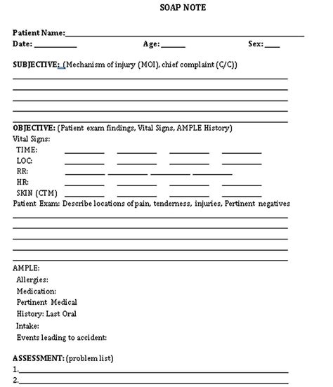 Chiropractic Soap Note Template