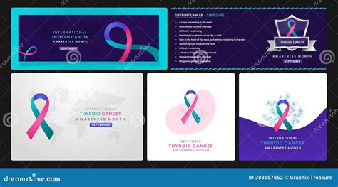 Original Thyroid Caner Ribbon With Symptoms Shield Design With Pattern