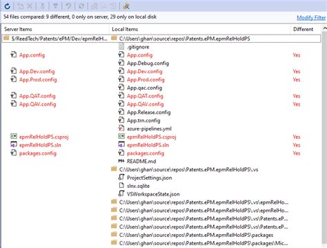 Comapare Files With TFS And Git GUI In Visual Studio