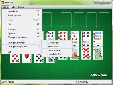 Enable Hidden Secret “debug” Menu In Microsoft “freecell” Game In Windows Vista And 7 Askvg