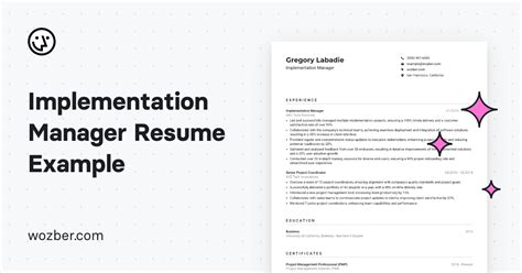 Implementation Manager Resume Example