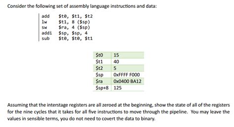 Solved Consider The Following Set Of Assembly Language Chegg Com