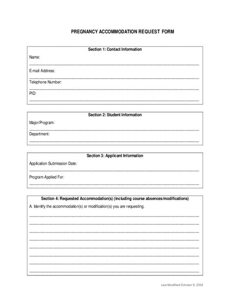 Fillable Online Pregnancy Accommodation Request Form Fax Email Print