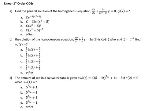 solved linear 1st order odes dy 6x a find the general