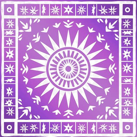 Premium Psd Hand Painted Tile Outline With Geometric Pattern And Sun