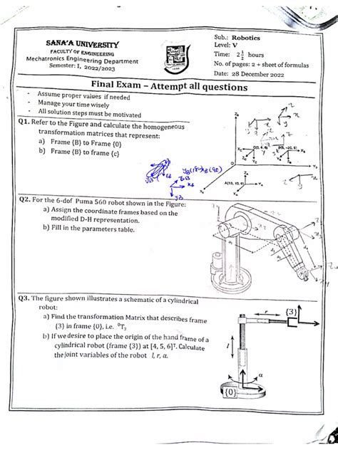 Final Exam 2022 Robotics Sanaa Pdf