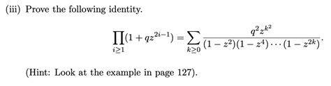 Solved (iii) Prove the following identity. | Chegg.com