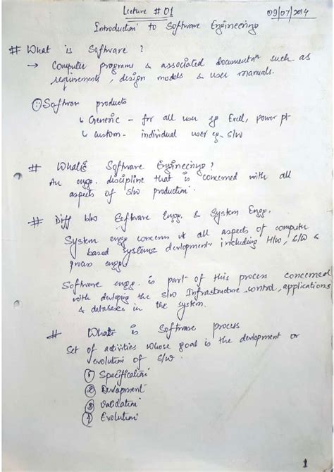 Se Unit Wise Notes Lecture 01 To Software Engineering What Is Software Computer Programs
