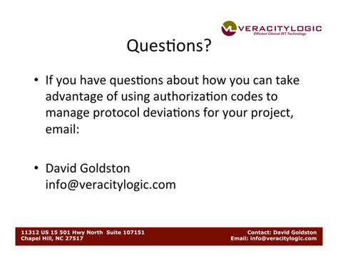 Vl Presentation Managing Protocol Deviation Using Authorization Codes